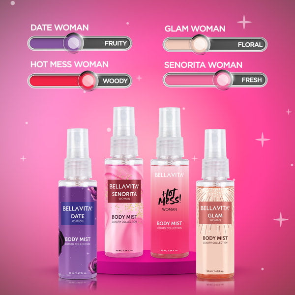 Body Mist Travel-Size Gift Set: Best Body Mist for Women - 4 x 50ml I ...
